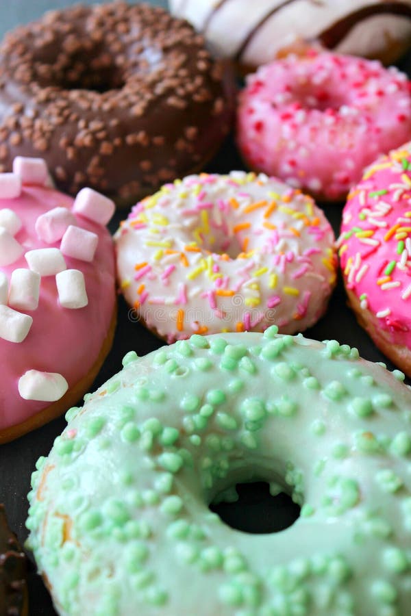 Photos of Different Donuts, Free Space for Writing Texts Stock Photo ...