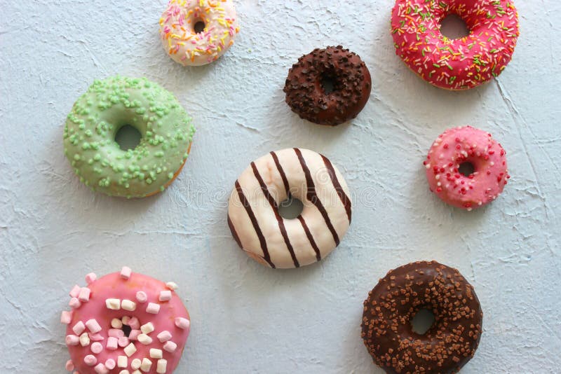 Photos of different donuts stock image. Image of cakes - 123594209