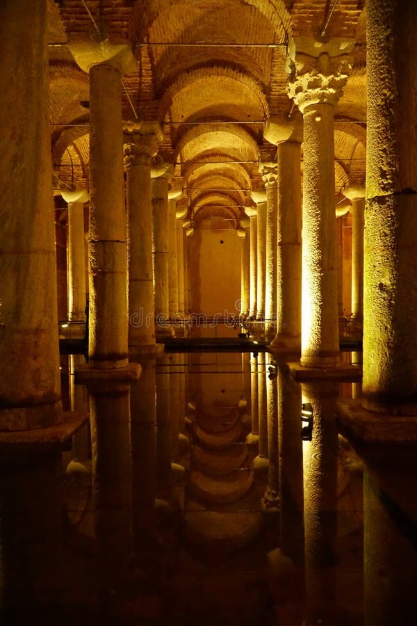 Photos of the Interior of Basilica Cistern in Istanbul with Pillars ...