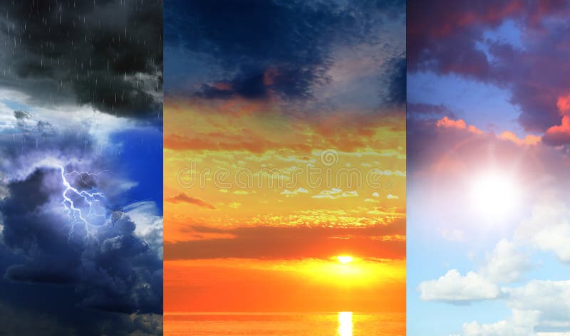 Photos of Sky in Collage. Different Weather Stock Image - Image of ...