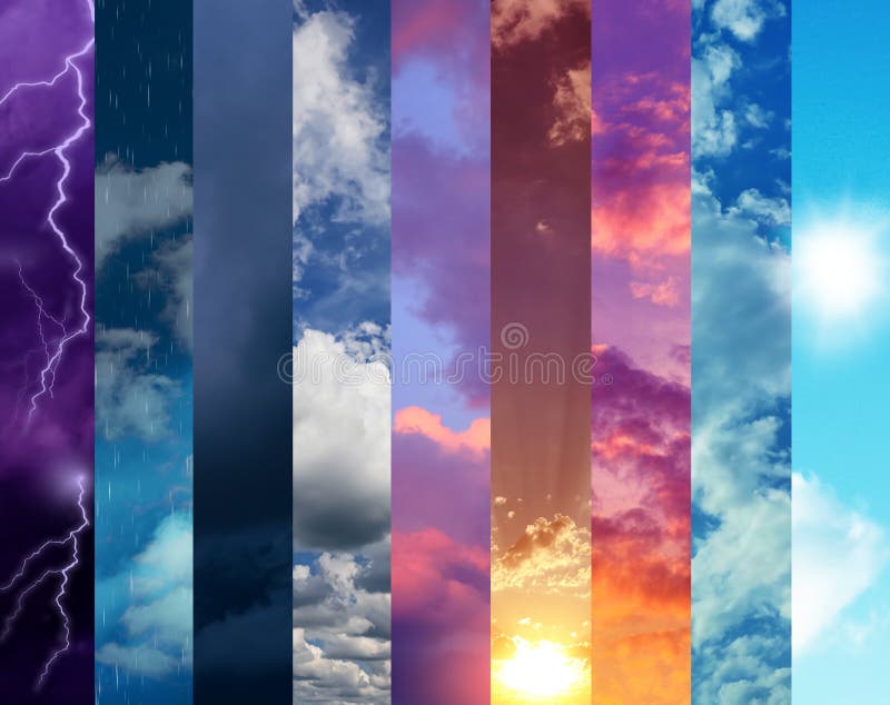 Photos of Sky during Different Weather, Collage Stock Image - Image of ...