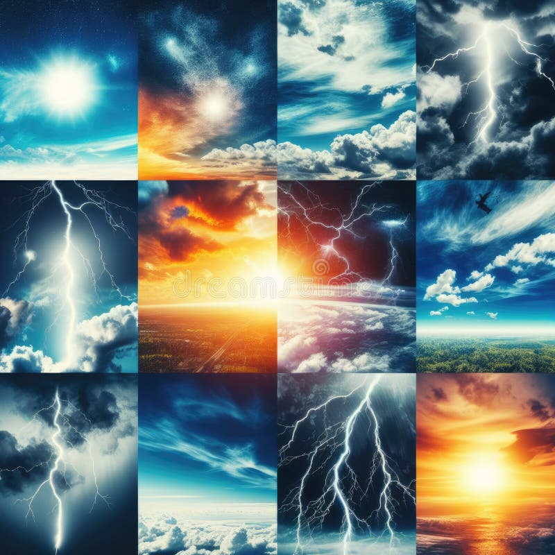 Photos of Sky during Different Weather, Collage. Banner Design Stock ...