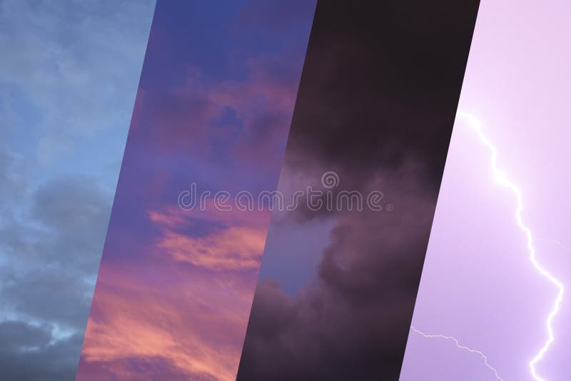 Photos of Sky during Different Weather, Collage. Meteorology, Forecast ...