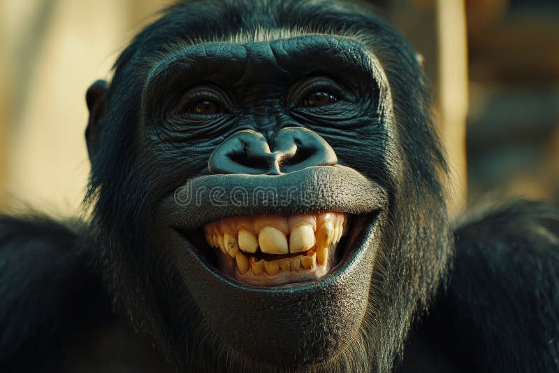 Generative Ai, Photos of Smiling Gorillas at the Zoo are Cute and Adorable Stock Photo - Image ...