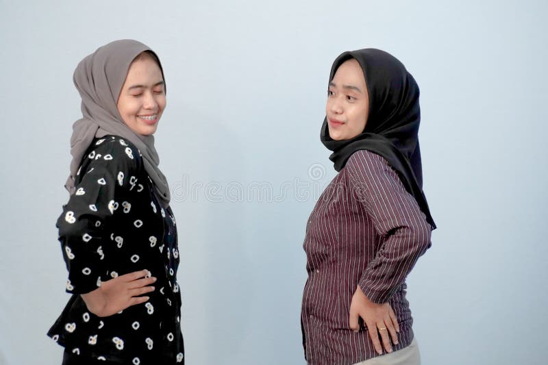 Two Indonesian Women Wearing Hijabs Wearing Regional Clothes from Java ...
