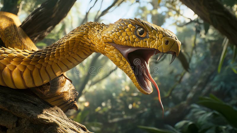 Photos of an Unusual Snake Artfully Coiled on a Rainforest Limb. Stock ...