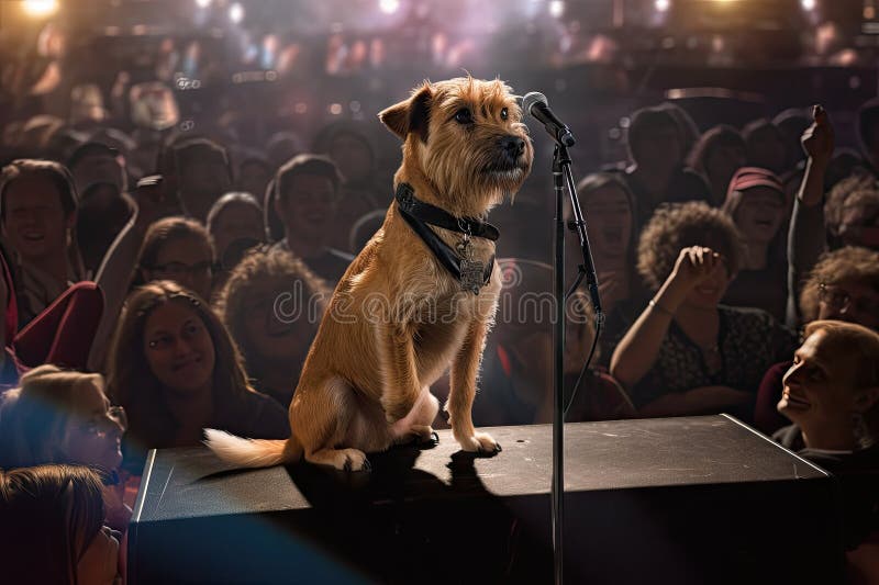Photoshopped Image of Dog Sitting on Stage in Front of Crowd ...
