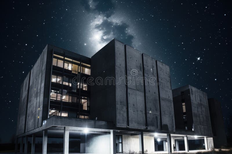 Photoshopped Image of Modern Building with the Moon and Stars in the ...