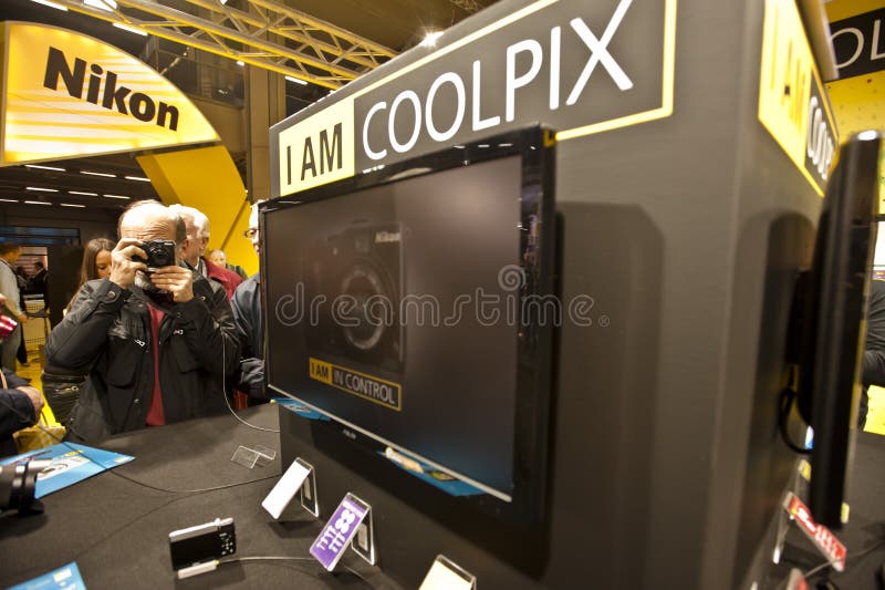 Photoshow: Nikon stand editorial stock photo. Image of panoramic - 18933523