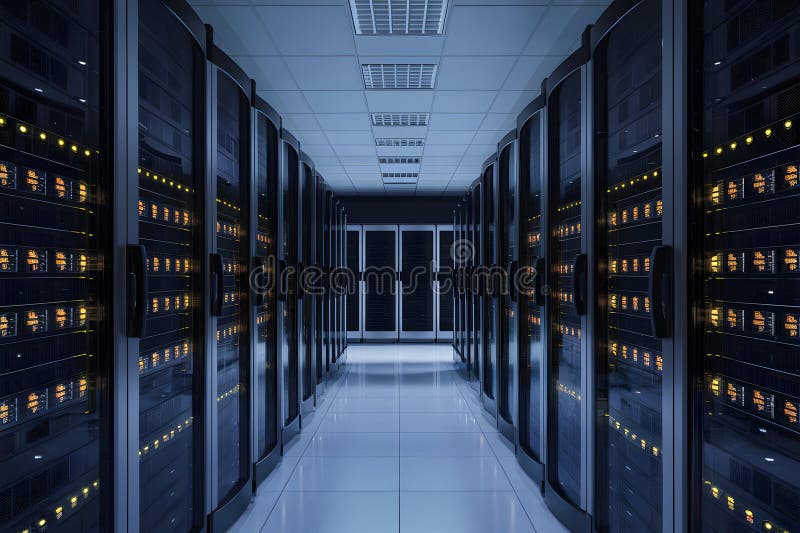 PhotoStock Data Center Infrastructure Server Room Illuminated with ...