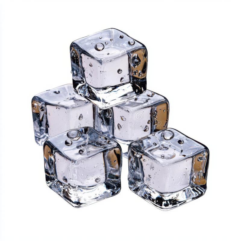 A Photostock of Floating Clear Ice Cubes with Droplets and Reflections ...