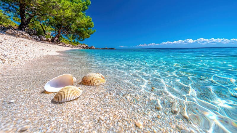 A Photostock Image of a Tranquil Beach with Smooth Sand Clear Water and ...