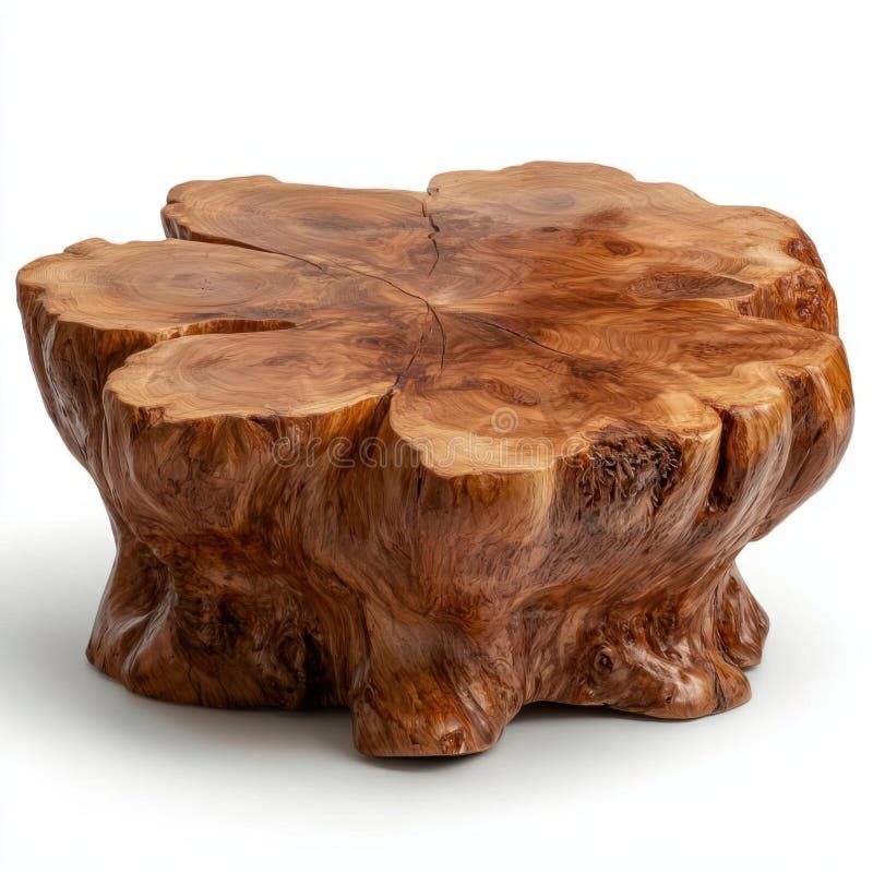 A Photostock Images of a Rustic Wooden Stump Table on a Clean White ...