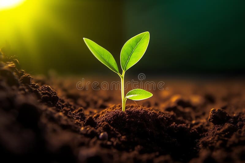 Photosynthesis Concept with Small Plant in Soil with Sun Light Ai ...