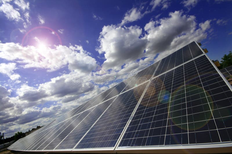 Photovoltaic cells and sun stock photo. Image of nature - 12944900