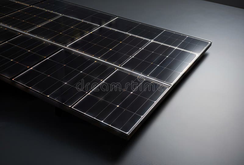 Solar Panel on a Black Background. Photovoltaic Cells., Generative Ai ...