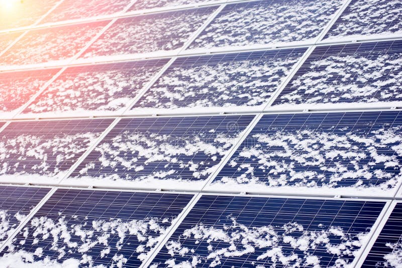Photovoltaic Ecological Modules Slightly Blown by Snow Stock Image ...