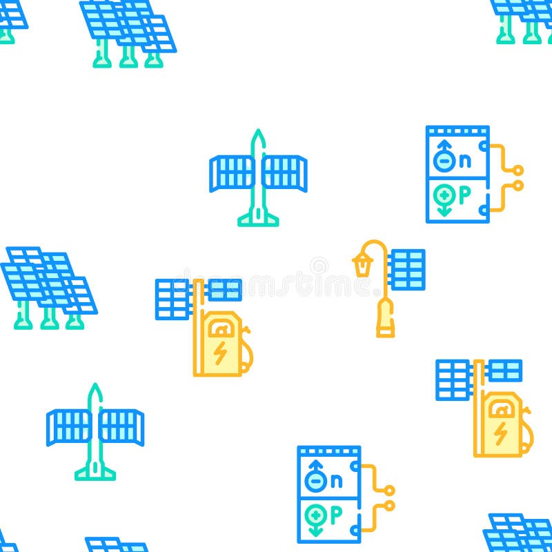 Photovoltaic Energy Vector Seamless Pattern Stock Illustration ...