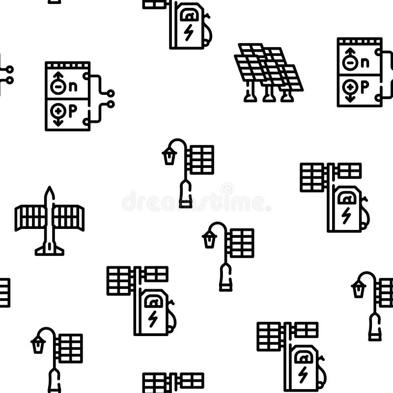 Photovoltaic Energy Vector Seamless Pattern Stock Vector - Illustration ...