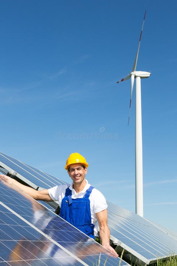 Photovoltaic Engineer or Installer Installing Solar Panel Stock Image ...