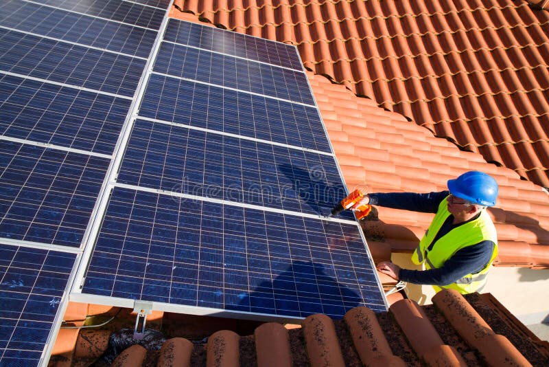 Photovoltaic engineer stock image. Image of home, saving - 48966061