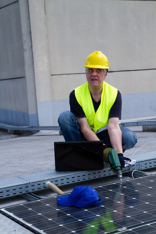 Photovoltaic laborer stock photo. Image of engeneer, renewable - 47720770