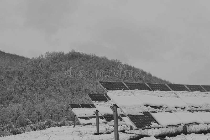 Photovoltaic Modules Covered with Snow Stock Photo - Image of cells ...