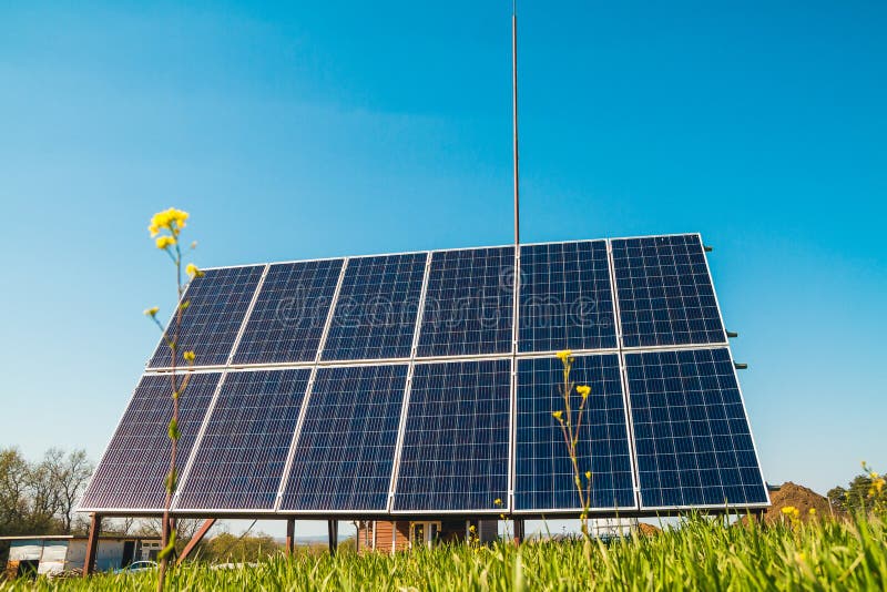 Photovoltaic Modules and Green Grass Stock Image - Image of ...