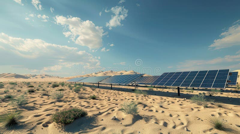 Photovoltaic Panels Over the Desert Stock Image - Image of desert ...