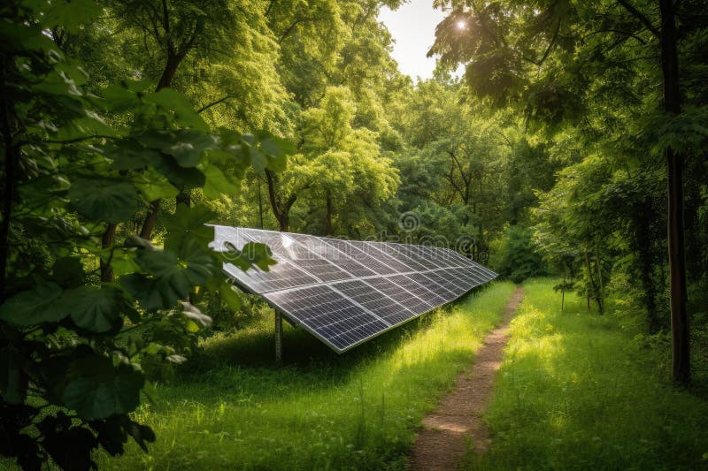 Photovoltaic Panel, Surrounded by Greenery in Park Setting Stock ...