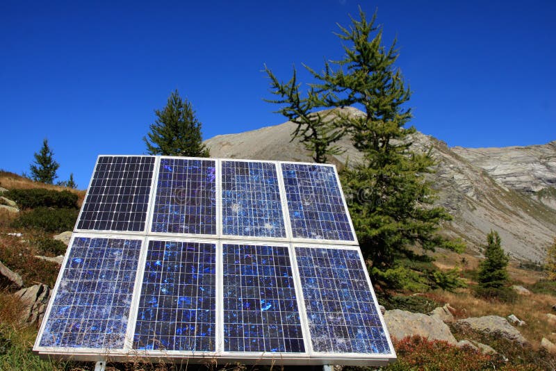 Solar Panel in the Mountains Stock Image - Image of sustainable, solar ...