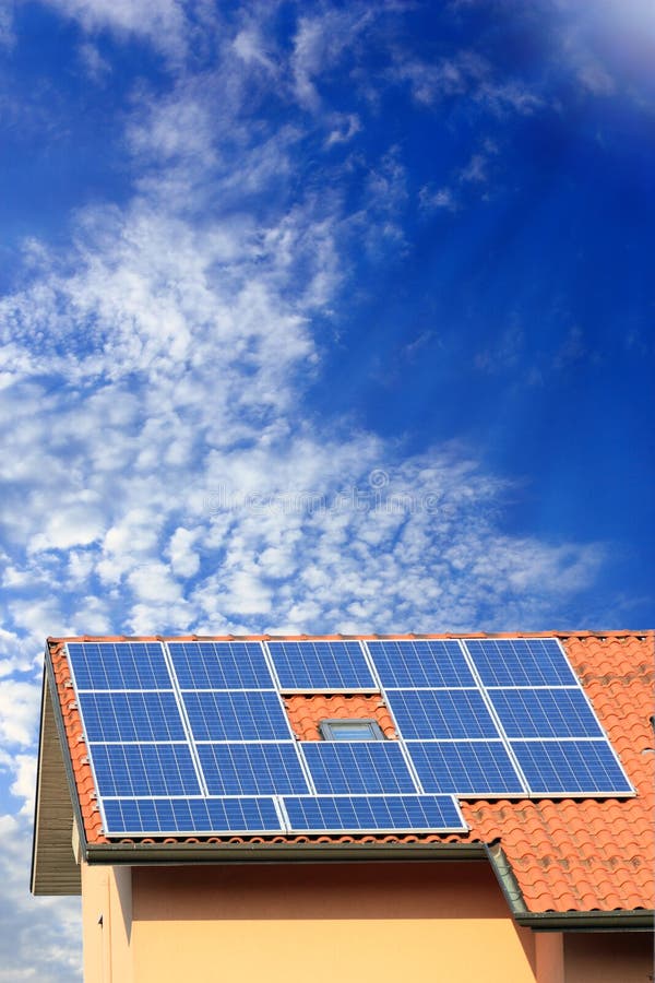 Newly Build Houses with Solar Panels Attached on the Roof Stock Image ...