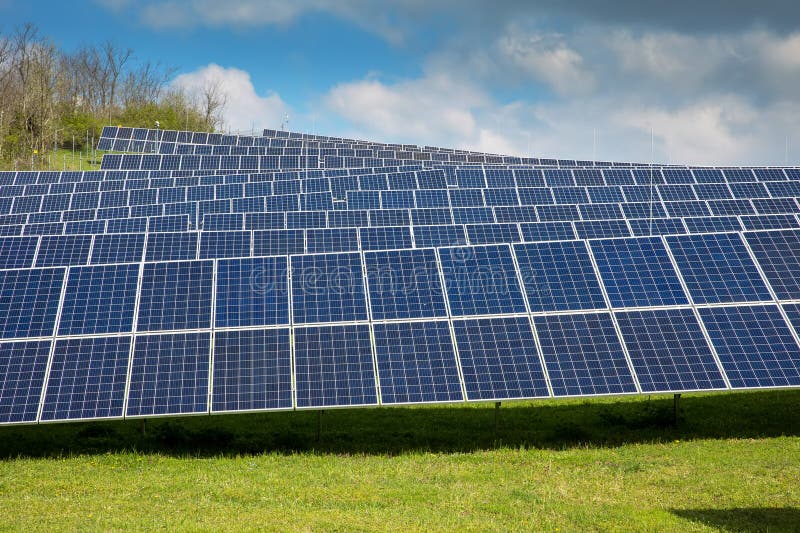 Photovoltaic Solar Panel with Landscape Stock Image - Image of save ...