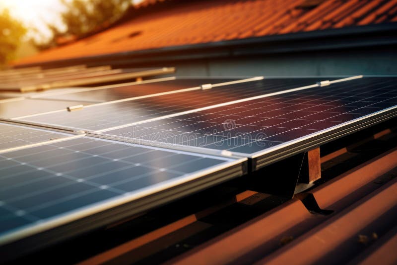 Photovoltaic System at Work: Solar Panels on a Residential Rooftop ...