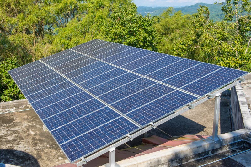 Photovoltaic Using Renewable Solar Energy in Forest Stock Image - Image ...