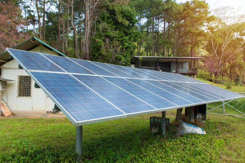 Photovoltaic Using Renewable Solar Energy in Forest Stock Image - Image ...