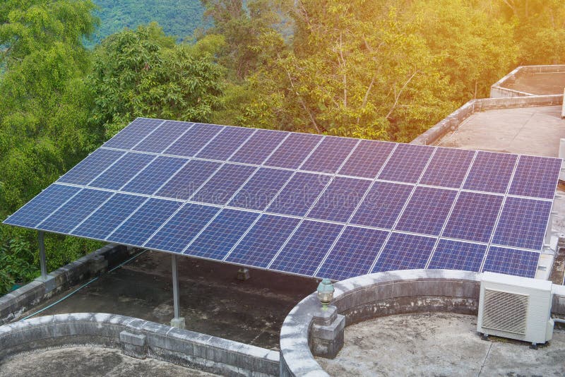 Photovoltaic Using Renewable Solar Energy in Forest Stock Photo - Image ...