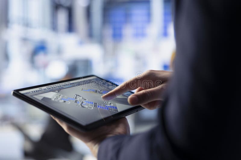 Photovoltaics Factory Expert Using Tablet To Do Test Solar Panel ...