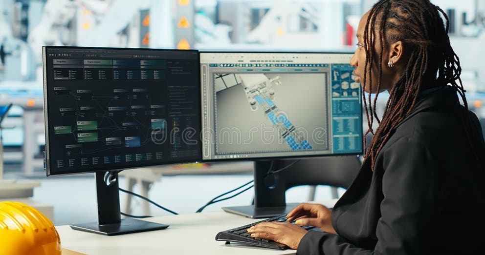 Photovoltaics Factory Programmer Analyzing Data with Machine Learning ...