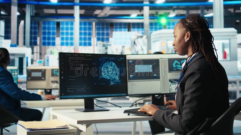 Photovoltaics Factory Programmer Using AI To Monitor System Performance Stock Footage - Video of ...