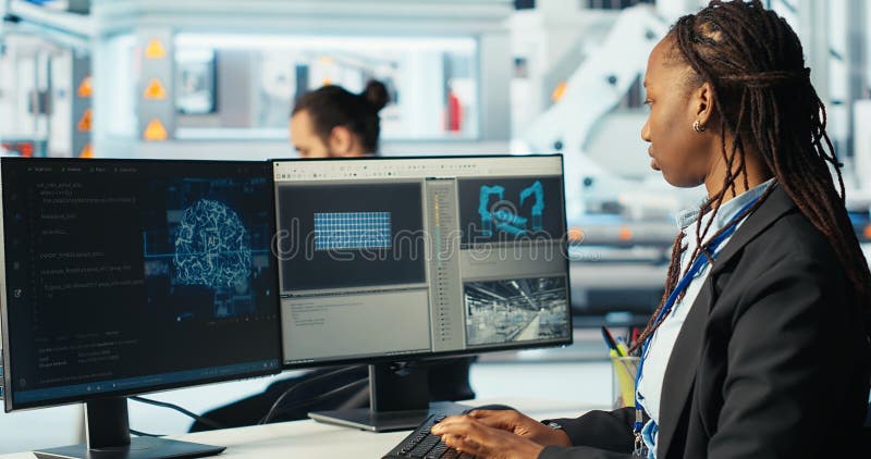 Photovoltaics Factory Programmer Using AI To Monitor System Performance Stock Image - Image of ...