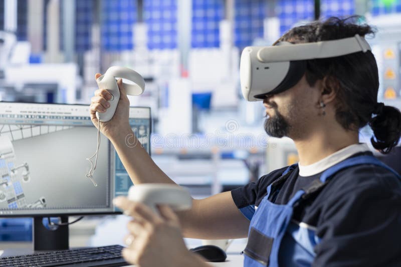 Photovoltaics Factory Specialist Using VR Equipment To Do Performance ...