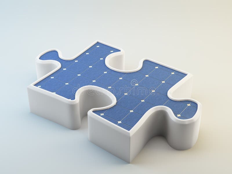 Photovoltaics Panel Shaped Like a Puzzle Piece Stock Illustration ...