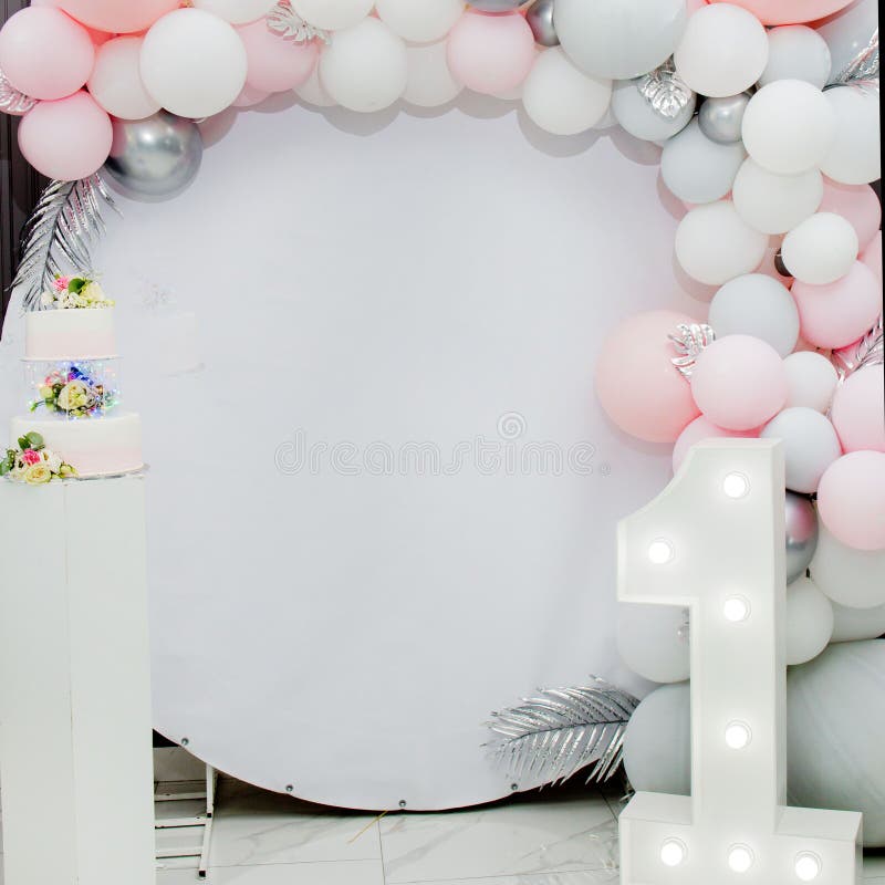 Photozone from Balls. Birthday Concept. One Year. Stock Photo - Image ...