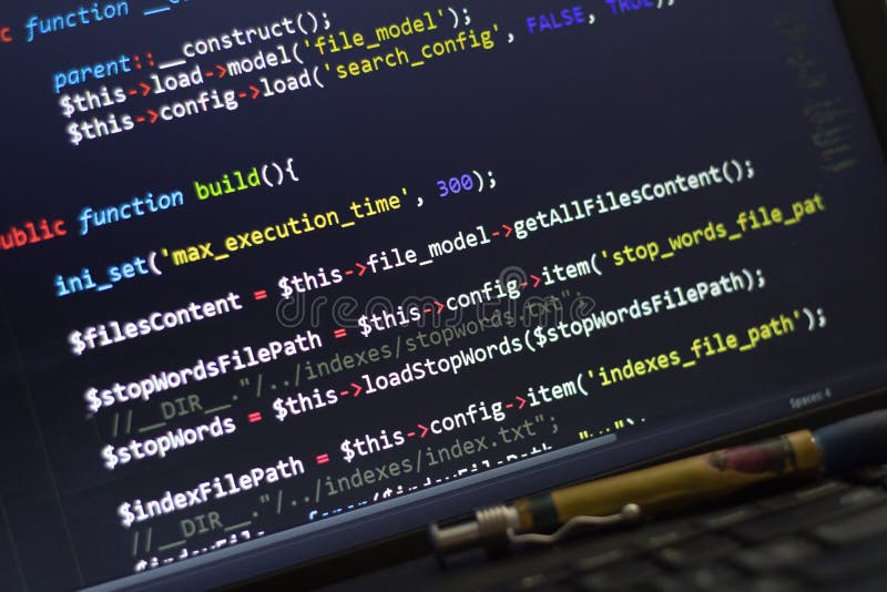 Php Back End Code Computer Programming Source Code Abstract Screen Of Web Developer Editorial