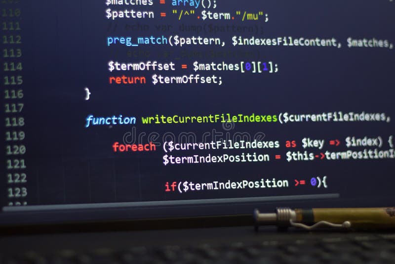 Php Back End Code Computer Programming Source Code Abstract Screen Of Web Developer Editorial
