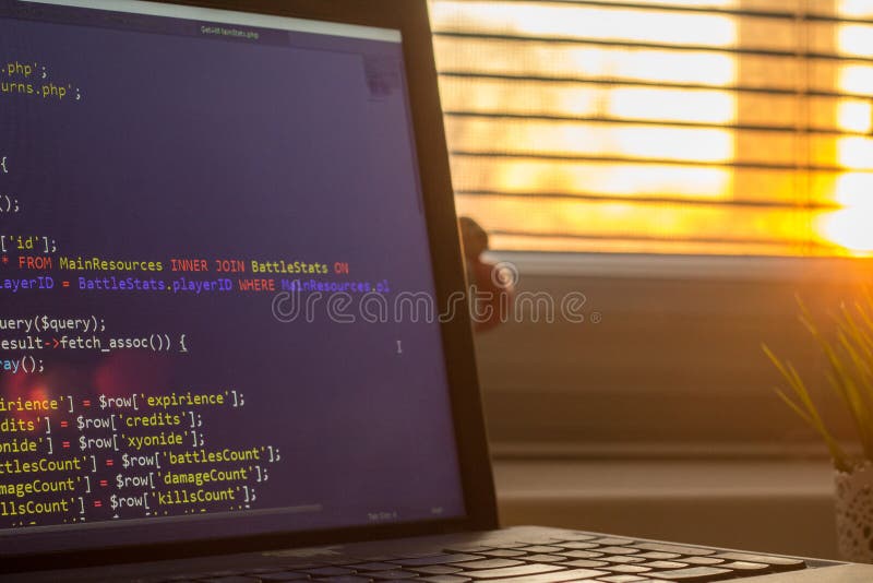 Php Back End Code Computer Programming Source Code Abstract Screen Of Web Developer Stock