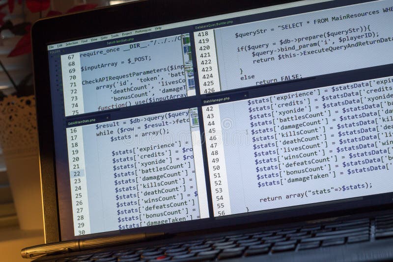 PHP Back-end Code. Computer Programming Source Code. Abstract Screen Of ...