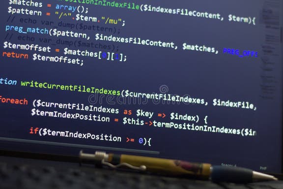 PHP Back-end Code. Computer Programming Source Code. Abstract Screen of ...