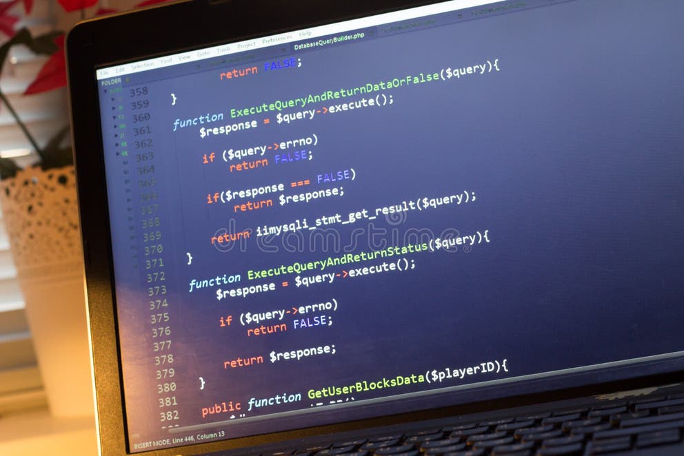 PHP Back-end Code. Computer Programming Source Code. Abstract Screen of Web Developer Stock ...